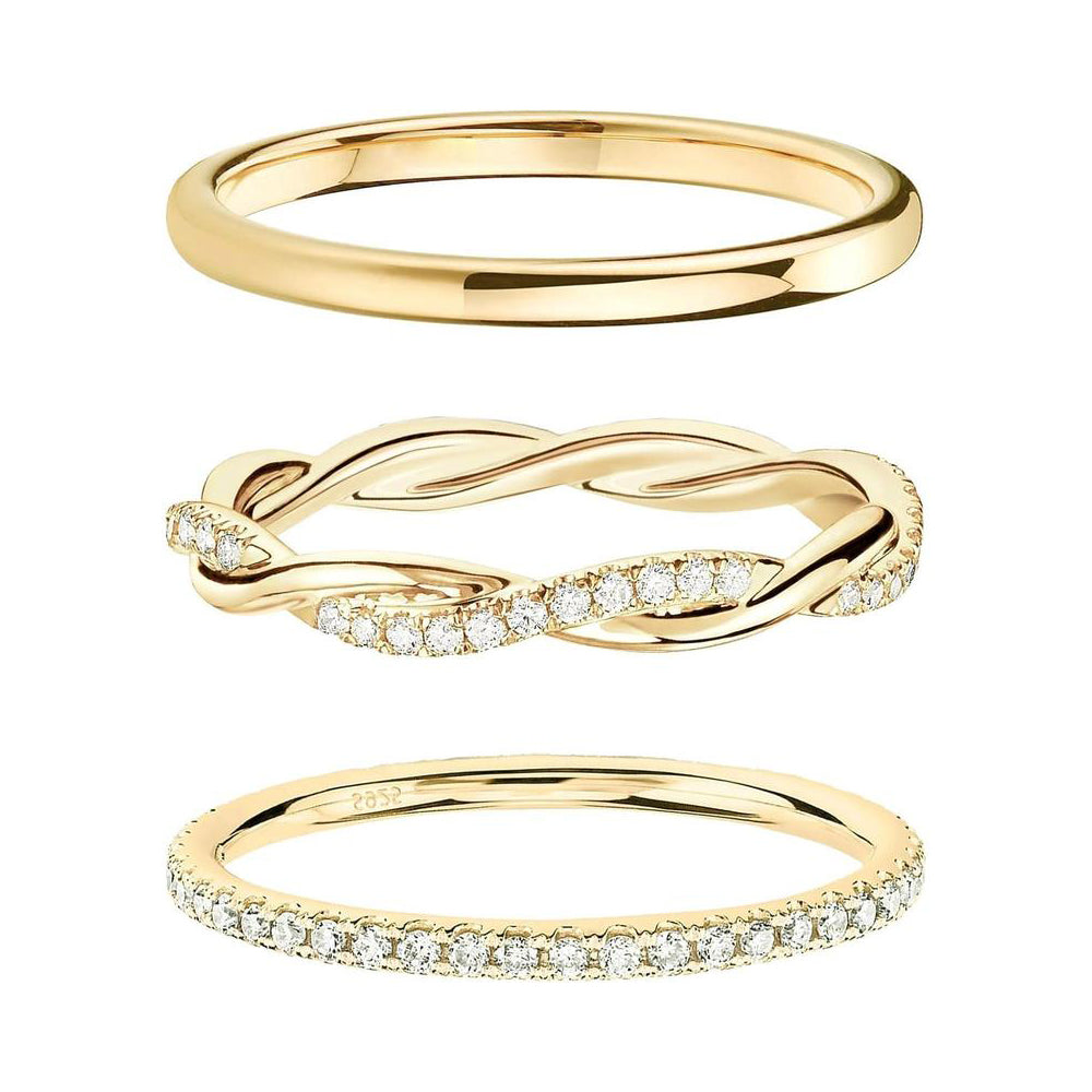 3pc 14k Stackable Ring Set – Aneknos